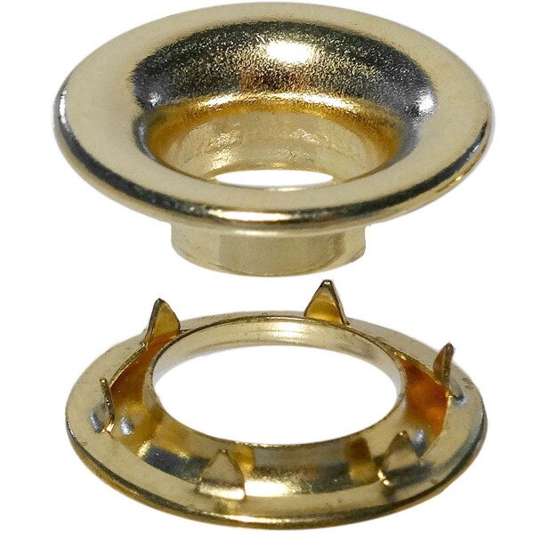 #2 ROLLED RIM GROMMET and SPUR WASHER BRASS (2RRGSW) | Stimpson Web Store