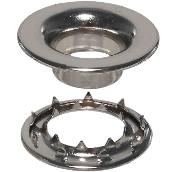 #6 ROLLED RIM GROMMET and SPUR WASHER BRASS (6RRGSW) | Stimpson Web Store